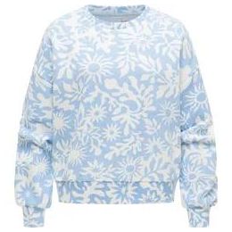 Sweater Ragwear "Wuss Print", Damen, Gr. L (40), hellblau, Material: 70% Baumwolle, 30% Polyester, oversize h&uuml;ftlang, Rundhals, &Auml;rmel ohne &Auml;rmelschlitz Rippb&uuml;ndchen, Sweatshirts Sweater, l&auml;ssiges oversized Damen Sweatshirt mit Allover-Print