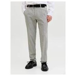 Jack & Jones Chinohose JACK & JONES "JPSTACE SUMMER CHINO PANT SN", Herren, Gr. 33, L&auml;nge 32, dusty olive detail:melange, Web, Obermaterial: 70% Baumwolle, 30% Leinen, meliert, slim fit kn&ouml;chellang, Hosen Chinohose, mit Rei&szlig;verschluss