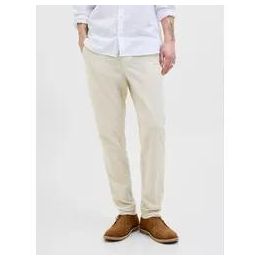 Jack & Jones Chinohose JACK & JONES "JPSTACE SUMMER CHINO PANT SN", Herren, Gr. 30, L&auml;nge 32, feather gray, Web, Obermaterial: 70% Baumwolle, 30% Leinen, unifarben, slim fit kn&ouml;chellang, Hosen Chinohose, mit Rei&szlig;verschluss