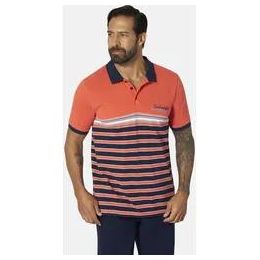 Poloshirt Jan Vanderstorm "Poloshirt MARKUR", Damen, Gr. 5XL, orange (hellorange gestreift), Obermaterial: 100% Baumwolle CO., Shirts