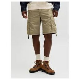 Jack & Jones Cargohose JACK & JONES "JPSTCOLE FRANK CARGO SHORT MID SN", Damen, Gr. L, N-Gr, olive night, Web, Obermaterial: 100% Baumwolle, unifarben, Hosen Cargohose, mit Seitentaschen