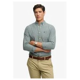 Langarmhemd Superdry "PREPPY POPLIN L/S SHIRT", Herren, Gr. 3XL, N-Gr, montauk gr&uuml;n check, Web, Obermaterial: 100% Baumwolle, kariert, regular fit normal, Hemden