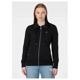 Sweatjacke Ragwear "RONETTE A", Damen, Gr. L, schwarz, angeraute Sweatware, Obermaterial: 70% Baumwolle, 30% Polyester, unifarben, normal, Rundhals, Sweatjacken Sweatjacke, Baumwollmischung mit Marken-Stickerei