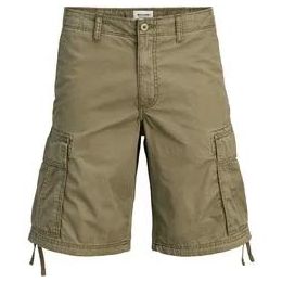 Jack & Jones PlusSize Cargoshorts "JPSTCOLE FRANK CARGO SHORT MID SN PLS", Herren, Gr. 48 (7XL), N-Gr, olive night, Web, Obermaterial: 100% Baumwolle, JACK & JONES PLUSSIZE, unifarben, kniefrei, Hosen, mit Taschenb&auml;ndern