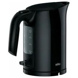 Braun Wasserkocher "PurEase WK 3000 BK - 1,0 L, Schnellkochsystem, Anti-Kalk Filter", schwarz, B:13,5cm H:22,2cm T:21,4cm, Wasserkocher, 2.200 W, Kocht 200 ml in 45 Sek., 360 Grad Heitzsockel