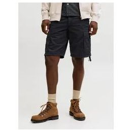 Jack & Jones Cargohose JACK & JONES "JPSTCOLE FRANK CARGO SHORT MID SN", Damen, Gr. L, N-Gr, schwarz, Web, Obermaterial: 100% Baumwolle, unifarben, Hosen Cargohose, mit Seitentaschen
