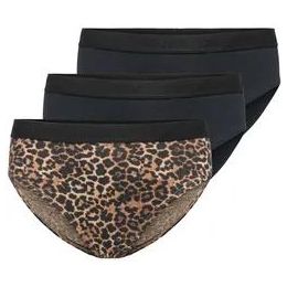Slip KIDS Only "KOGLOLA 3-PACK LOGO BRIEFS ACC", M&auml;dchen, Gr. 134/140, 3 Stk., schwarz pack:3, pack schwarz, leo, Jersey, Obermaterial: 95% Baumwolle, 5% Elasthan, bedruckt, unifarben, normal, Unterhosen Slip