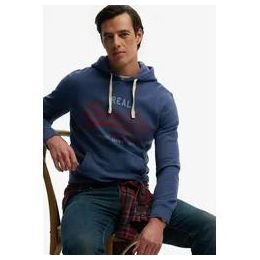 Kapuzensweatshirt Superdry "VL CLASSIC HOOD", Herren, Gr. XL, hampton blau, angeraute Sweatware, Obermaterial: 100% Baumwolle, bedruckt, regular fit normal, Rundhals, Rippb&uuml;ndchen, Sweatshirts, mit klassischem Vintage-Logo Print