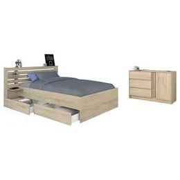 Schlafzimmer-Set Parisot "Escale 17", natur, ohne Matratze, B/H: 120cm x 200cm, Schlafzimmerm&ouml;bel-Sets