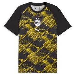Trainingsshirt Puma "Borussia Dortmund Aufw&auml;rmtrikot Herren", Herren, Gr. M, schwarz faster gelb, Obermaterial: 100% Polyester, bedruckt, slim fit, Rundhals, Shirts