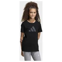 T-Shirt Adidas SPORTSWEAR "JUNIOR GIRLS ANIMAL PRINT GRAPHIC", M&auml;dchen, Gr. 164, schwarz, Obermaterial: 100% Baumwolle, normal, Rundhals, Shirts T-Shirt