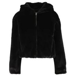 Sweatjacke Urban Classics "Urban Classics Ladies Full Zip Faux Fur Hoodie", Damen, Gr. S, schwarz, 100% Polyester, unifarben, Sweatjacken Sweatjacke