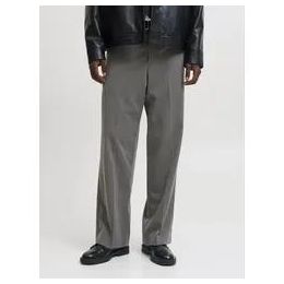 Jack & Jones Anzughose JACK & JONES "JPSTBILL TOBY CHINO NOOS", Herren, Gr. 30, L&auml;nge 32, grau melange, Web, Obermaterial: 82% Polyester, 16% Viskose, 2% Elasthan, meliert, weit lang, Hosen Anzughose, Materialmix, weit geschnitten, niedrige Taille