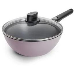 Wok Woll MADE IN GERMANY "Ecolour &Oslash; 24 cm inkl. Deckel", rosa (hellrosa), B:24cm H:11cm L:24cm &Oslash;:24cm, Pfannen, Wok, abnehmbarer Stiel