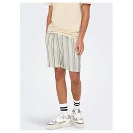 Only & Sons Shorts ONLY & SONS "ONSTREV LIFE REG STRU STRIPE SHORTS NOOS", Herren, Gr. L, N-Gr, seagrass stripes:multi stipe, Web, Obermaterial: 55% Baumwolle, 45% Polyester, gestreift, regular fit ca. Mitte Oberschenkel, Hosen Shorts