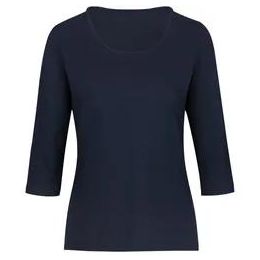 T-Shirt TRIGEMA "TRIGEMA Langarmshirs aus Biobaumwolle", Damen, Gr. XL, navy, Single Jersey, 100% Baumwolle (Bio-Baumwolle kbA), Basic, lang, ohne Ausschnitt, Shirts T-Shirt