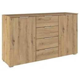 Kombikommode OTTO HOME "Sideboard Schubladenkommode AGORDO mit Dekor- oder Hochglanzfront", eiche artisan, B:120cm H:81cm T:42cm, Holzwerkstoff, Sideboards, Kombikommode, vier gro&szlig;e Schubladen, mit insgesamt 4 Einlegeb&ouml;den MADE IN GERMANY
