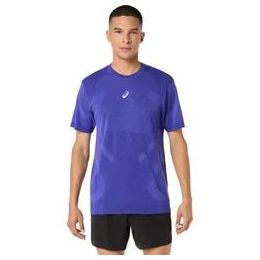 Laufshirt asics "ROAD SEAMLESS SS TOP", Herren, Gr. S, cobalt burst, eggplant, Obermaterial: 65% Polyamid, 35% Polyester, normal, Rundhals, Shirts Laufshirt