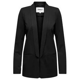 Kurzblazer Only "ONLPOPTRASH-ELLY LIFE L/S BLAZER TLR", Damen, Gr. 36, schwarz, Milano Rib, Obermaterial: 63% Viskose, 32% Nylon, 5% Elasthan, unifarben, regular fit normal, tiefer V-Ausschnitt, Blazer Kurzblazer, Viskosemischung, regular fit