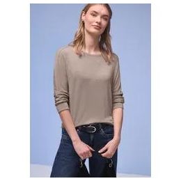 3/4-Arm-Shirt Street One, Damen, Gr. 38, light terra mocha meliert, Jersey, Obermaterial: 95% Viskose, 5% Elasthan, meliert, normal h&uuml;ftbedeckend, Rundhals, Shirts 3/4-Arm-Shirt, im Melange-Look