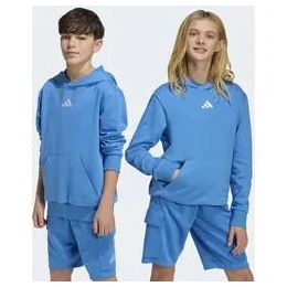 Kapuzensweatshirt Adidas SPORTSWEAR "ESSENTIALS KIDS HOODIE", M&auml;dchen, Gr. 140, ray blau, wei&szlig;, Obermaterial: 71% Baumwolle, 29% Polyester, normal, Rundhals, angesetztes B&uuml;ndchen, Sweatshirts