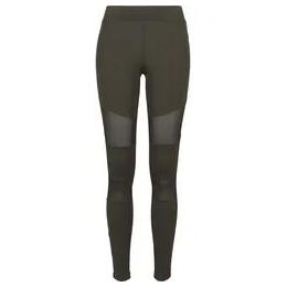 Leggings Urban Classics "Urban Classics Damen Ladies Tech Mesh Leggings", Damen, Gr. 5XL, US-Gr&ouml;&szlig;en, schwarzolive, 80% Polyamid, 20% Elasthan, unifarben, slim fit, Hosen Leggings