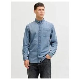 Jack & Jones Jeanshemd JACK & JONES "JJEBROOK JJOXFORD SHIRT AKM 990 NOOS", Herren, Gr. L, N-Gr, blau denim pack:light blau, Denim/Jeans, Obermaterial: 100% Baumwolle, unifarben, normal, Hemden Jeanshemd