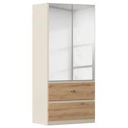 Dreht&uuml;renschrank Rauch "Kleiderschrank Schrank Garderobe COSTA in den Breiten 91/136/181 cm", beige (champagner), eiche artisan, eingriffe beige (champagner), B:91cm H:197cm T:54cm, Holzwerkstoff, Schr&auml;nke, Dreht&uuml;renschrank, mit Spiegel, grifflose Front und Push-to-Open Funktion MADE IN GERMANY