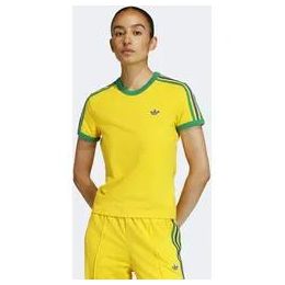 T-Shirt Adidas ORIGINALS "3S TEE SLIM", Damen, Gr. XL, eqt gelb, gr&uuml;n, collegiate royal, Obermaterial: 93% Baumwolle, 7% Elasthan, Rundhals, Shirts T-Shirt, sanft anliegende Passform, ohne Verschluss, f&uuml;r sportlichen Look