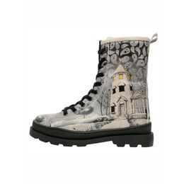DOGO Schn&uuml;rstiefel 'DOGO Gisele - Spooky Town' Damen Gr&ouml;&szlig;e 38 grau Winterschuhe