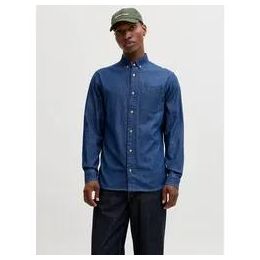 Jack & Jones Jeanshemd JACK & JONES "JJEBROOK JJOXFORD SHIRT AKM 990 NOOS", Herren, Gr. S, N-Gr, blau denim pack:mid blau, Denim/Jeans, Obermaterial: 100% Baumwolle, unifarben, normal, Hemden Jeanshemd