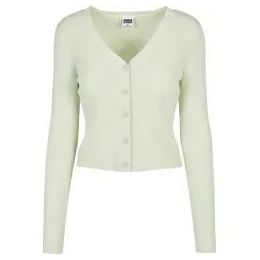 Strickjacke Urban Classics "Urban Classics Damen Ladies Short Rib Knit Cardigan", Herren, Gr. 4XL, lightmint, 35% Polyacryl, 35% Viskose, 30% Polyamid, unifarben, V-Ausschnitt, Strickjacken Strickjacke
