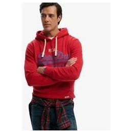 Kapuzensweatshirt Superdry "VL CLASSIC HOOD", Herren, Gr. L, base rot, angeraute Sweatware, Obermaterial: 100% Baumwolle, bedruckt, regular fit normal, Rundhals, Rippb&uuml;ndchen, Sweatshirts, mit klassischem Vintage-Logo Print