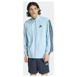 Rollkragenpullover Adidas SPORTSWEAR "ESSENTIALS TRACK, 3-STREIFEN, GEWEBT", Damen, Gr. XL, icey blau, night navy, night navy, night navy, Obermaterial: 100% Polyamid, normal, Rundhals, Pullover Rollkragenpullover