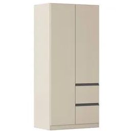 Dreht&uuml;renschrank Rauch "Kleiderschrank Schrank Garderobe W&auml;scheschrank COSTA Breite 91 cm", beige (champagner), eingriffe graumetallic, B:91cm H:197cm T:54cm, Holzwerkstoff, Schr&auml;nke, Dreht&uuml;renschrank, Breite 91 cm grifflose Front mit Push-to-Open Funktion MADE IN GERMANY