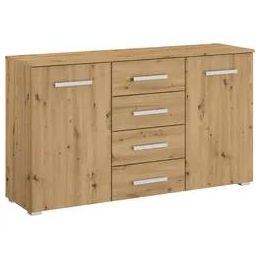 Schubkastenkommode Rauch "Sideboard Kommode Kombikommode KOLUNA mit Dekorfront", eiche artisan, B:120cm H:81cm T:42cm, Holzwerkstoff, Sideboards, vier gro&szlig;e Schubladen, mit insgesamt 4 Einlegeb&ouml;den MADE IN GERMANY