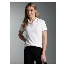 Poloshirt TRIGEMA "TRIGEMA Polo Shirt in Kontrastfarbigen Akzenten", Damen, Gr. XXL, wei&szlig;, Piqu&eacute;, 100% Baumwolle, Basic, ohne Ausschnitt, Shirts