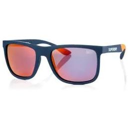 Sonnenbrille Superdry "Modell 996057", Damen, blau, orange, matt, Sonnenbrillen Sonnenbrille, Form Karree/Eckig, Logoschriftzug auf B&uuml;gel, Injectionfassung