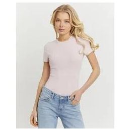 Kurzarmbody Tally Weijl "SBOCOCOSYT", Damen, Gr. L, N-Gr, blau pink, Jersey, Obermaterial: 100% Baumwolle, unifarben, figurbetont, Rundhals, Bodys, Baumwollmischung, Basic, eng anliegend