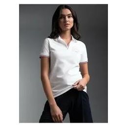 Poloshirt TRIGEMA "TRIGEMA Polo Shirt im Marine Design", Damen, Gr. XL, wei&szlig;, Piqu&eacute;, 100% Baumwolle, Basic, ohne Ausschnitt, Shirts