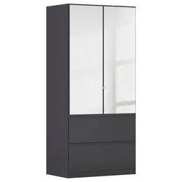 Dreht&uuml;renschrank Rauch "Kleiderschrank Schrank Garderobe COSTA in den Breiten 91/136/181 cm", graumetallic, eingriffe graumetallic, B:91cm H:197cm T:54cm, Holzwerkstoff, Schr&auml;nke, Dreht&uuml;renschrank, mit Spiegel, grifflose Front und Push-to-Open Funktion MADE IN GERMANY