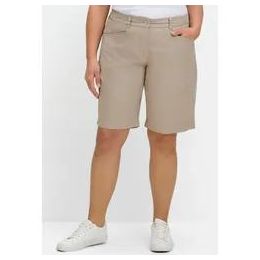 Bermudas sheego, Damen, Gr. 50, Normalgr&ouml;&szlig;en, helltaupe, 98% Baumwolle, 2% Elasthan, unifarben, Hosen Bermudas