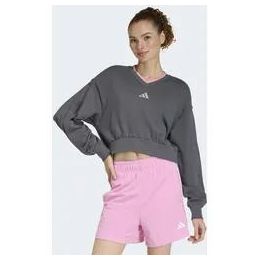 Sweatshirt Adidas SPORTSWEAR "STADIUM, V-AUSSCHNITT", Damen, Gr. XL, grau six, st tropic bloom, ch solid grau, Obermaterial: 100% Baumwolle, V-Ausschnitt, angesetztes B&uuml;ndchen, Sweatshirts Sweatshirt