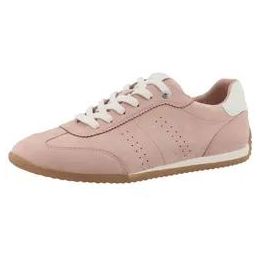 Sneaker Tom Tailor "Cathrine", Damen, Gr. 38, hellbeige, Lederimitat, Textil, Schuhe Sneaker, Freizeitschuh, Halbschuh, Schn&uuml;rschuh mit Kontrastbesatz