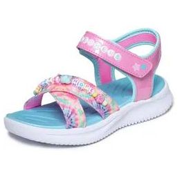 Sandale Skechers "JUMPSTERS SANDAL", M&auml;dchen, Gr. 28, pink, multi, Lederimitat, Glitzer, Schuhe Sandale, Sommerschuh mit Klettverschluss, Gr&ouml;&szlig;enschablone zum Download
