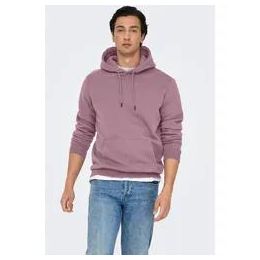 Only & Sons Kapuzensweatshirt ONLY & SONS "ONSCERES HOODIE SWEAT NOOS", Herren, Gr. S, twilight mauve, angeraute Sweatware, Obermaterial: 57% Baumwolle, 43% Polyester, unifarben, regular fit normal, Rundhals, Rippb&uuml;ndchen, Sweatshirts, Baumwollmischung, regular fit