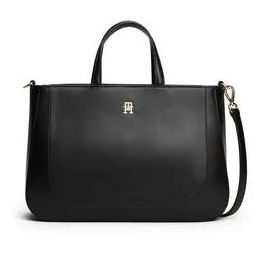Satchel Tommy Hilfiger "TH GLAM SATCHEL", Damen, Gr. B/H/T: 32cm x 22cm x 11cm, schwarz, Lederimitat, Taschen, Damen Umh&auml;ngetasche, Tragetasche, Schultertasche mit TH-Logo