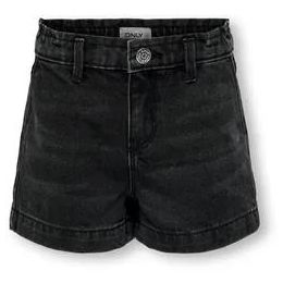 Shorts KIDS Only "KOGCOMET WIDE DNM SHORTS PIM528 NOOS", M&auml;dchen, Gr. 122, N-Gr, washed schwarz, Denim/Jeans, Obermaterial: 100% Baumwolle, unifarben, regular fit ca. Mitte Oberschenkel, Hosen Shorts