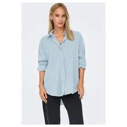 Hemdbluse Only "ONLZAZIMA L/S LOOSE SHIRT WVN NOOS", Damen, Gr. XS, chambray blau, Web, Obermaterial: 84% Modal, 16% Polyester, unifarben, oversize Po-bedeckend, Blusen Hemdbluse