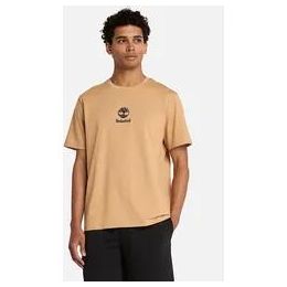 T-Shirt Timberland "Print Stack Logo Short Sleeve Tee", Herren, Gr. XL, light wheat b, Single Jersey, Obermaterial: 100% Baumwolle, Rundhals, Shirts T-Shirt, sportlicher Schnitt, Kurzarm, f&uuml;r Sportmode und Casualmode